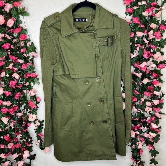 Jackets & Coats | Womens Trench Coat Sweater Sleeve Jacket Xlarge Fall ...